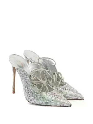 LE SILLA Crystal-embellished Ankle-wrap Stiletto Pumps - Silver