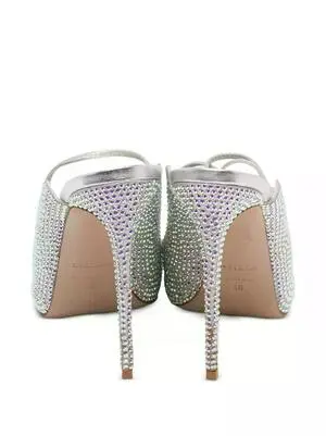 LE SILLA Crystal-embellished Ankle-wrap Stiletto Pumps - Silver