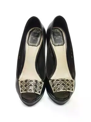 Dior Cannage Plaque Open Toe Platform Stiletto Pumps