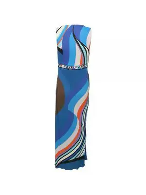 Emilio Pucci Geometric Print Sleeveless Midi Dress - Blue