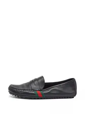 Gucci Driver Web-stripe Loafers - Black