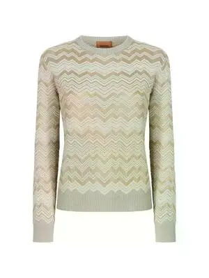 Missoni Zig Zag Crewneck Sweater In Viscose And Wool Blend