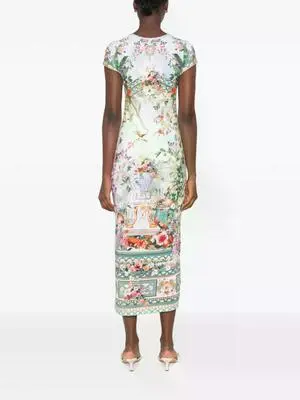 Camilla Floral-print Rhinestone Embellished Midi Dress