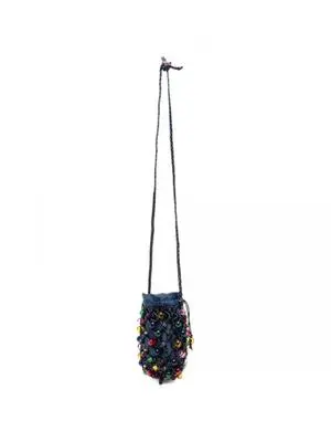 Marina Rinaldi Bead-embellished Drawstring Shoulder Bag - Blue
