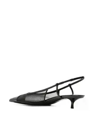 Saint Laurent Mesh-panelled Pointed-toe Slingback Pumps