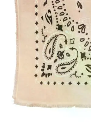 KUJTEN Hachiko Bico Paisley-pattern Frayed Scarf - Neutrals