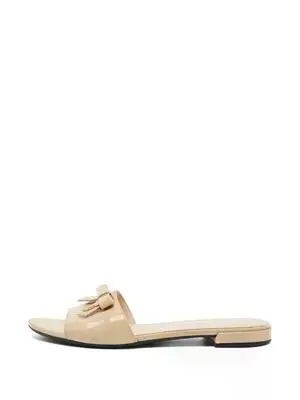Prada Patent Leather Bow Detail Slide Sandals