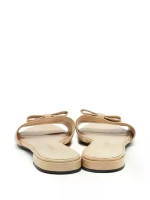 Prada Patent Leather Bow Detail Slide Sandals