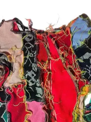 BORBALA Patchwork Frayed-edge Sweater
