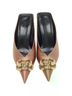 Balenciaga Knife Logo-plaque Heeled Mules - Brown