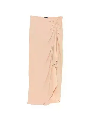 MUGLER Draped Button-detail Skirt - Neutrals
