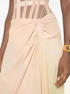 MUGLER Draped Button-detail Skirt