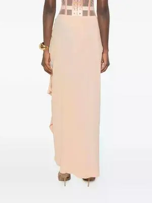 MUGLER Draped Button-detail Skirt