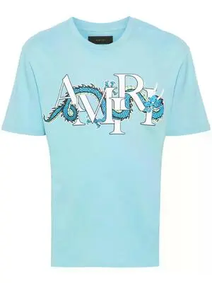 Amiri Logo-print Cotton T-shirt - Blue