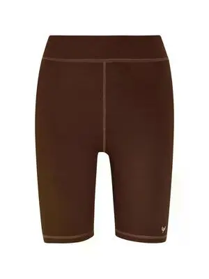 NOW YOU LIVE High-waisted Logo-print Shorts - Brown