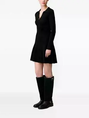 Claudie Pierlot Fine-knit Ribbed Dress With Jewelled Button