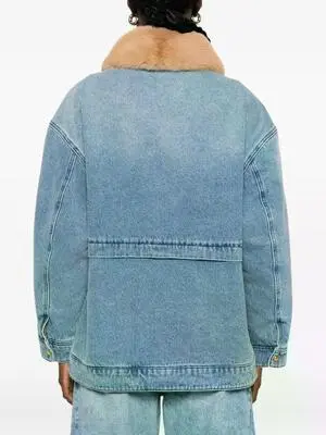Sandro Faux-fur-collar Denim Coat