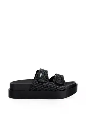 Dkny Piper Touch-strap Woven Slides - Black