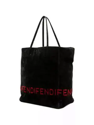 Fendi 20th Century Velour Logo Tote Bag - Black