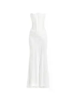 Manière De Voir Corina Satin Corset Maxi Dress - White