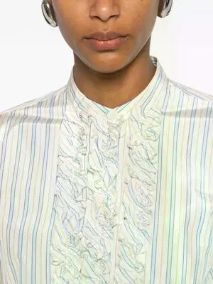 FORTE_FORTE Ruffled Striped Shirt
