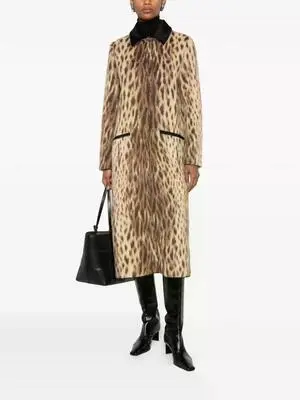 FORTE_FORTE Animal-print Contrast-collar Coat