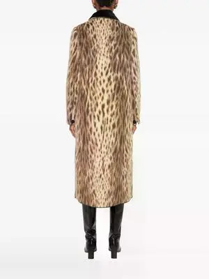 FORTE_FORTE Animal-print Contrast-collar Coat