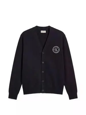 Calvin Klein Logo-patch V-neck Cardigan - Blue