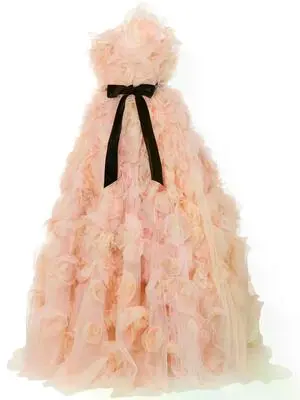 Marchesa Strapless Tulle Degrade Layered Dramatic Ballgown