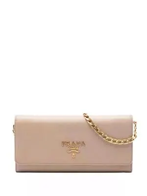 Prada 2010-2026 Saffiano Wallet On Chain Crossbody Bag - Neutrals