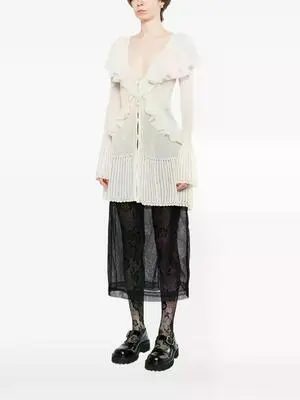 FETICO Ruffled Ribbed Cardigan
