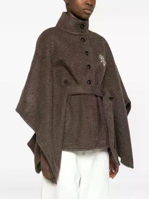 Liu Jo Belted Logo-embellished Cape - Brown