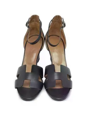 Hermès Leather H Cut-out Wedge Sandals