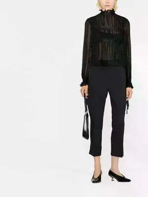 Alberta Ferretti Ruffle-trim Sheer Blouse