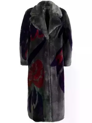 Alberta Ferretti Abstract-print Faux-fur Coat