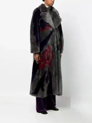 Alberta Ferretti Abstract-print Faux-fur Coat
