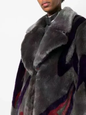 Alberta Ferretti Abstract-print Faux-fur Coat