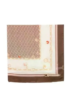 Liu Jo Logo-print Chain-link Scarf Neutrals