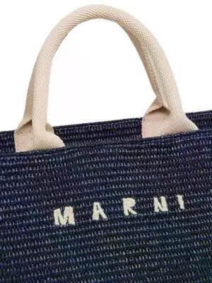 Marni Logo-embroidered Raffia Tote Bag