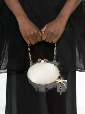 SELF-PORTRAIT Bow-detail Oval Clutch Bag