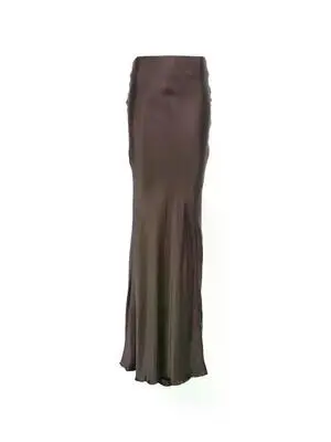 Andamane The Attico Nemesia Ruched Satin Maxi Skirt - Brown