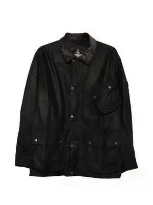 Barbour Waxed Cotton Jacket With Corduroy Collar - Black