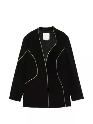 Marina Rinaldi Pietre Piped-trim Collarless Blazer