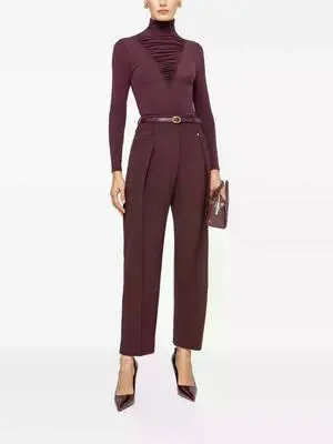 NISSA Lyocell Wool-blend Turtleneck Top - Red