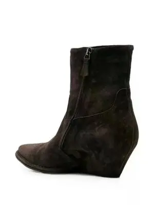 DEL CARLO Suede Pointed-toe Ankle Boots