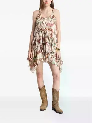 ALLSAINTS Cavalry Ruffled Feather-print Mini Dress