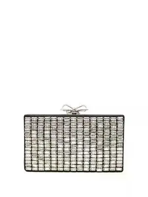 SELF-PORTRAIT Embellished Bow Clutch Bag - Silver