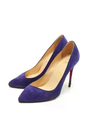 CHRISTIAN LOUBOUTIN Pigalle Follies Suede Pointed Toe Stiletto Pumps - Blue