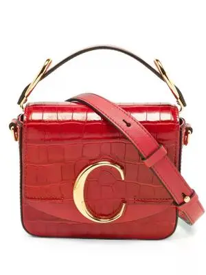 Chloé Mini Croc-embossed Mini Bag Red