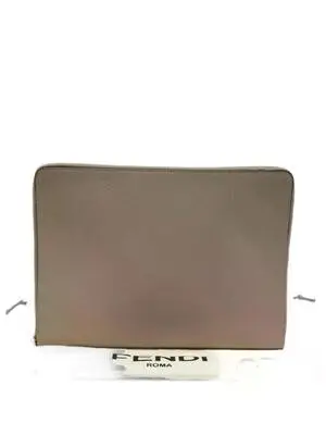 Fendi Grained Leather Pouch - Neutrals